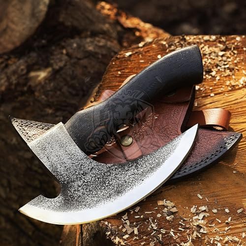 Amazon.com: SKALDFORGE Pizza Cutter Axe with Sheath, Ulu Pizza Knife ...