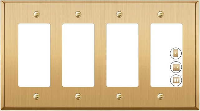 Rio Salto Brass Metal Gold Quad Decorator Switch of Receptacle Metal ...
