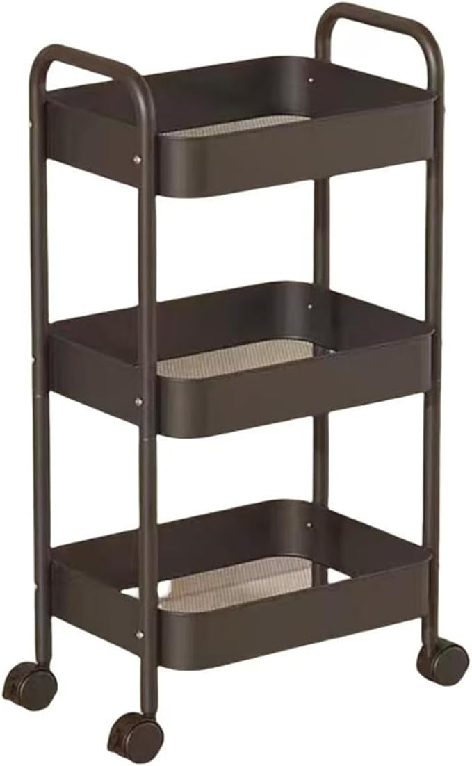 Amazon.co.jp: VARMHUS キッチンワゴン キッチンラック 収納ワゴン キャスター付き 収納カート 移動式 3段 おしゃれ 防錆 スリム 隙間収納 フック付き バスルーム ...