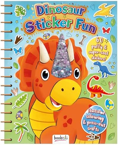 Bookoli | Dinosaur Sticker Fun Book | 60 Stickers | Colouring-in and ...