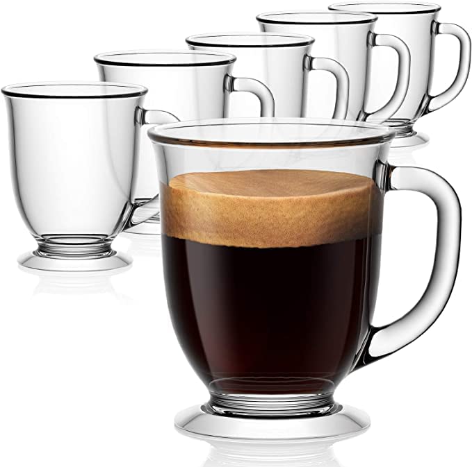 Buy PrimeWorld Glass Tea Coffee Mug with handle-450ml Set of 12 Pieces ...
