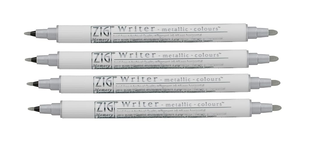 Zig Memory System Writer Silver Metallic colors Dual tip markers (Pack ...