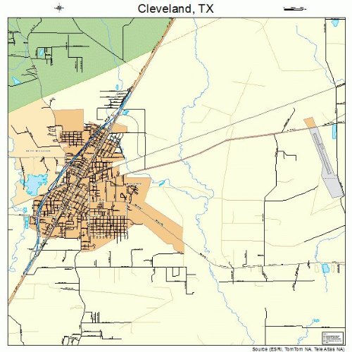 Large Street & Road Map of Cleveland, Texas TX - Printed poster size ...