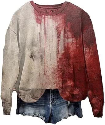 Amazon.com: Halloween Bloody Cloth Bloody Splatter Sweatshirt Im Fine ...