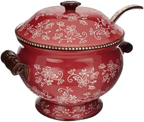 Amazon.com: Temp-tations Floral Lace 3 Quart Soup Tureen W/serving ...