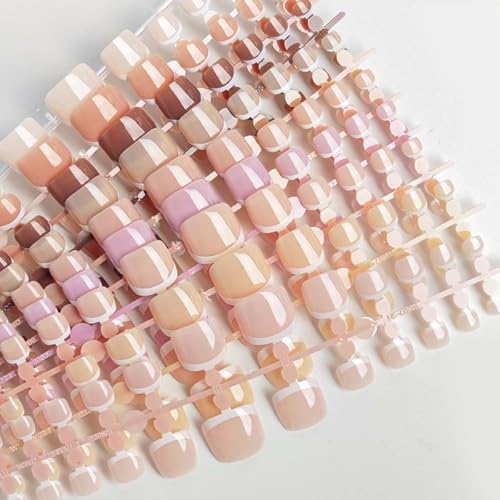 Amazon.com: FANDAMEI Press On Toenails - 24 Colors Short Square, French ...