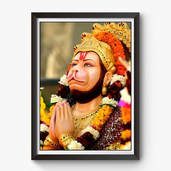 DIVINE - FRAMES LATEST HANUMAN BLACK WOODEN PHOTO FRAME (Lamination ...
