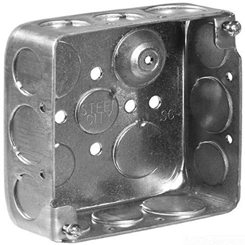 Steel City 52151-1234GB Outlet Box, Square, Drawn Construction, 4-Inch ...