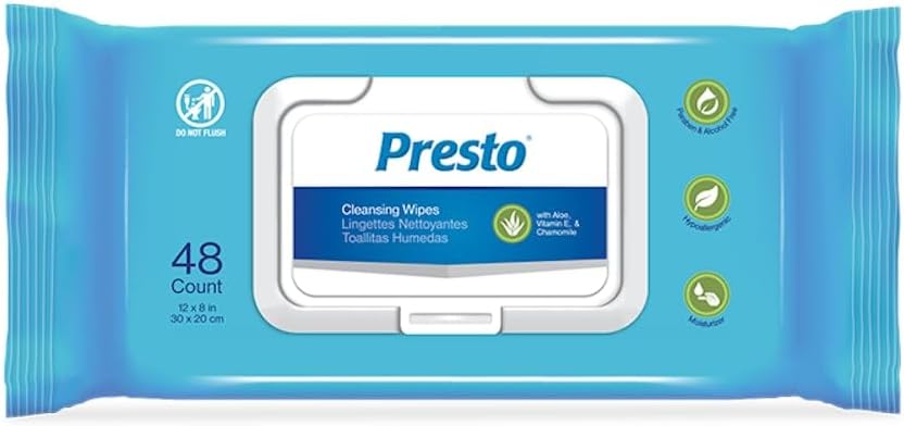Amazon.com: Presto Adult Cleaning Wipes, Light Fresh Scent, 12 Packages ...