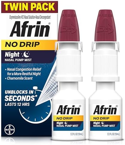 Amazon.com: Afrin No Drip Night Nasal Mist Twin Pack, Non-Drowsy, Fast ...