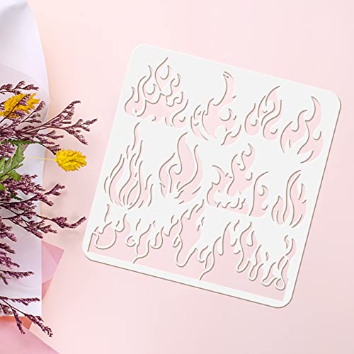 FINGERINSPIRE Flame Stencil 30x30cm Reusable Fire Stencil Plastic 9 ...