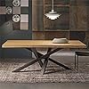 Amazon.com - LAKIQ Solid Wood Dining Table Industrial Rectangle Kitchen ...