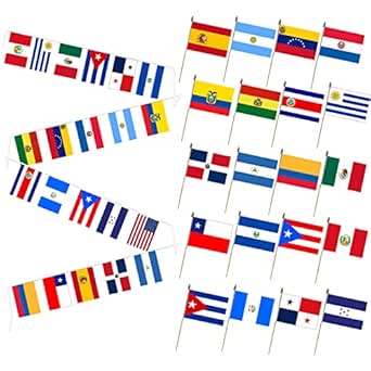 5x8 Inch 21 Latin Countries Hand Held Small Mini Flag Hispanic American ...