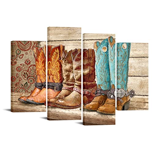 Sechars Western Cowboy Boots Canvas Wall Art