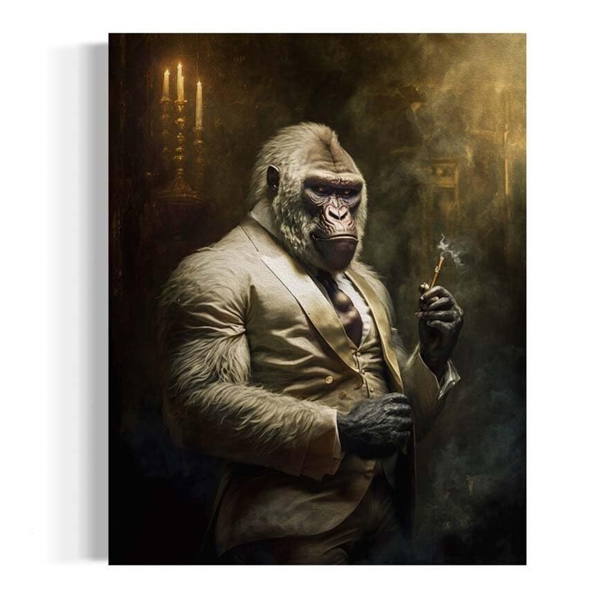 Amazon.com: White Gorilla Portrait, The Boss, Vintage Gorilla Wearing Dapper Suit, Monkey Wall ...