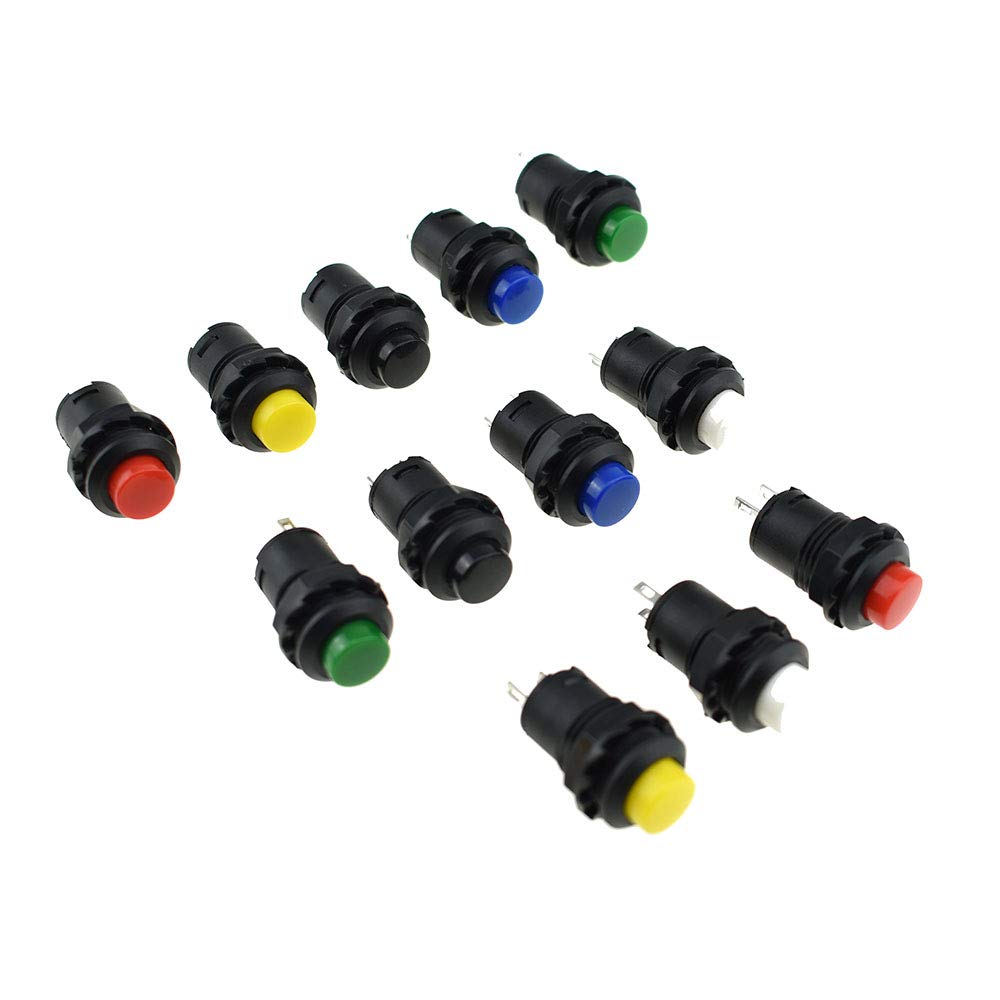 Auleswet Mini Push Button Switch Self Locking Latching 12mm Diameter ...