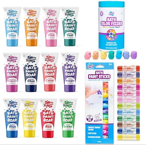 Amazon.com: Tub Works® Bath Paint & Bath Color Fizzies® Kids Bath Set ...