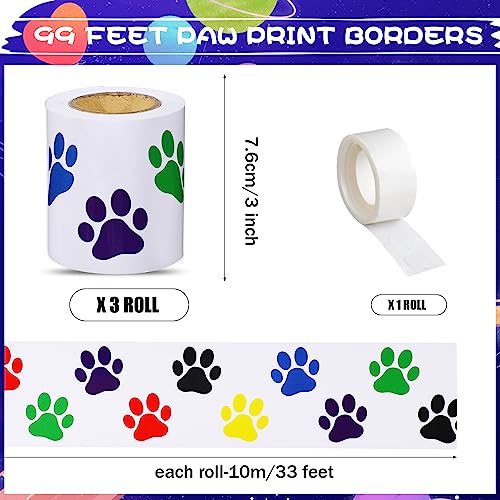 Snapklik.com : 99 Feet Paw Print Bulletin Board Border Colorful Paw ...