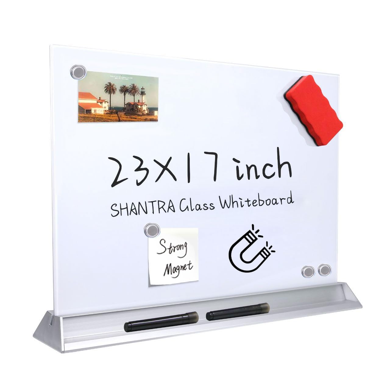 Amazon.com : SHANTRA Desktop Whiteboard, 23" x 17" Glass Whiteboard ...