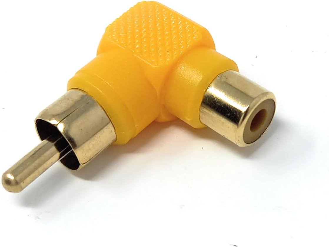kenable Right Angled RCA Phono Adapter Black Audio Plug to Socket Gold ...