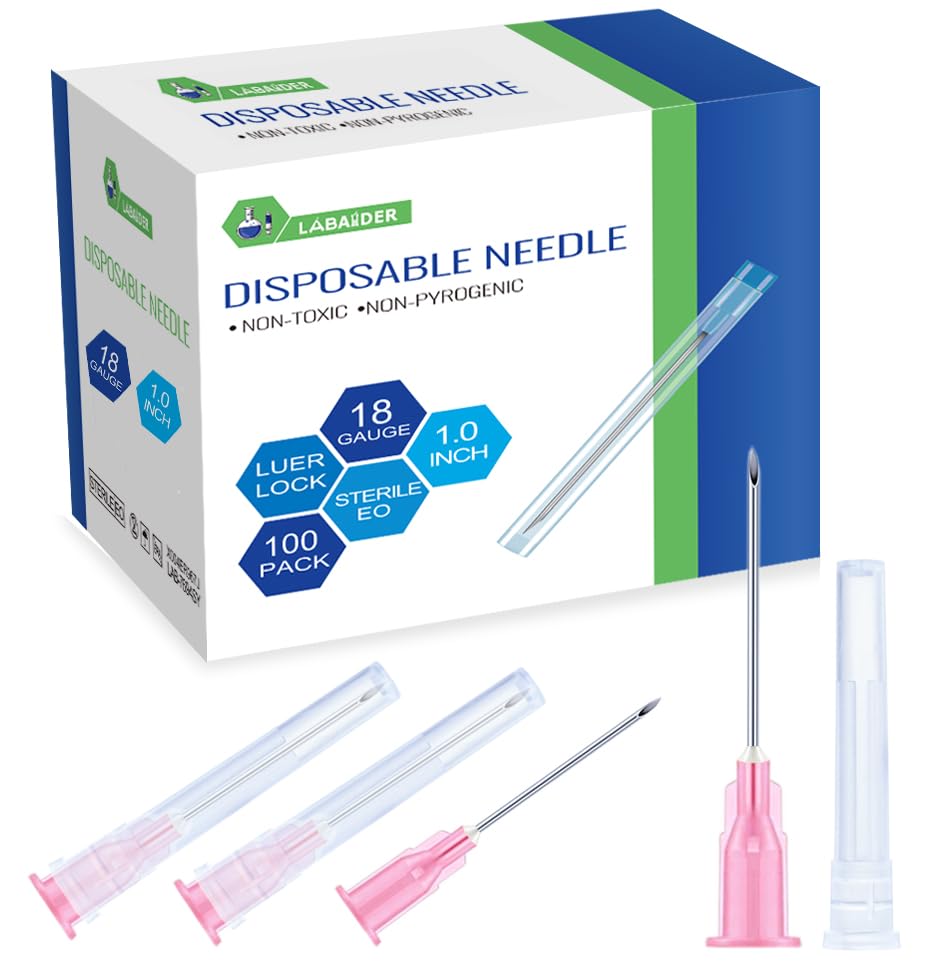 Amazon.com: 100 Pack 18Ga 1 inch Sterile Disposable Needle for ...