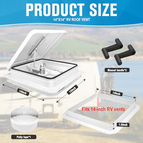 GDDGHS RV Vent Fan 14 Inch RV Roof Vent with 12V Fan, 14" x 14" RV Roof ...