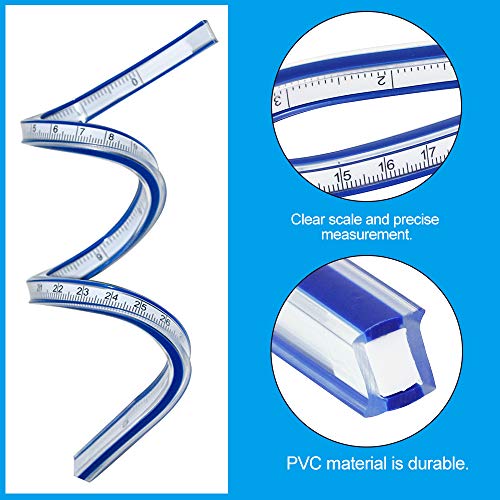 OLRWSLG 2 Pieces Flexible Curve Ruler Double-Sided Ruler Flexible ...