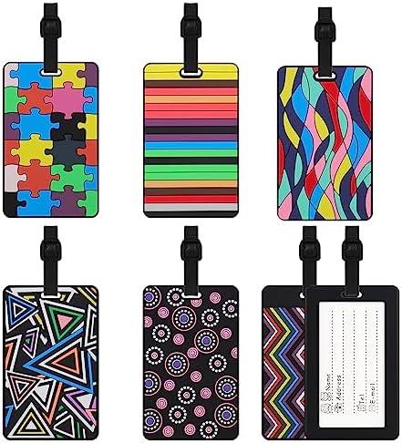 6 Pcs Secure Luggage Tags PVC Suitcase ID Tags Waterproof Travel Baggage Tag Labels with Name ...