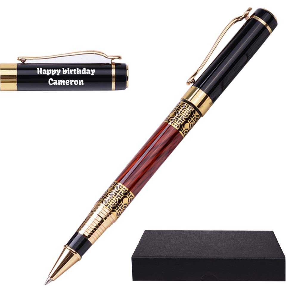 Amazon.com : Ancolo Personalized Roller Ball Pen Custom - Black Writing ...