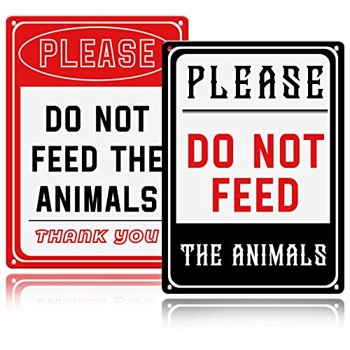 GLOBLELAND 2 Pack Do Not Feed Animals Signs Caution Signs Aluminum Do ...