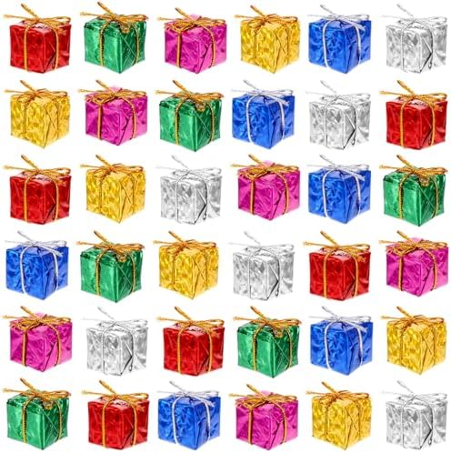 CYIOU 48pcs Mini Present Ornament Christmas Tree Gift Box Hangings ...