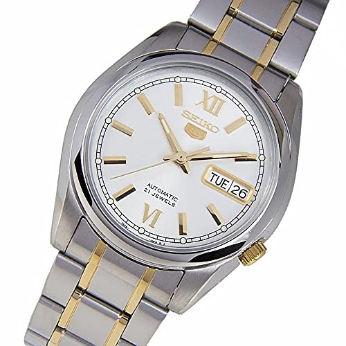 Buy Seiko 5 #SNKL57 Men's Two Tone Stainless Steel Off White Dial Watch ...