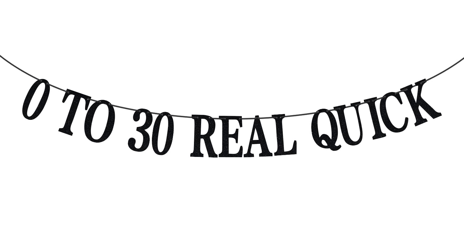 Amazon.com: Black Glitter 0 to 30 Real Quick Banner, Rip Thirties ...