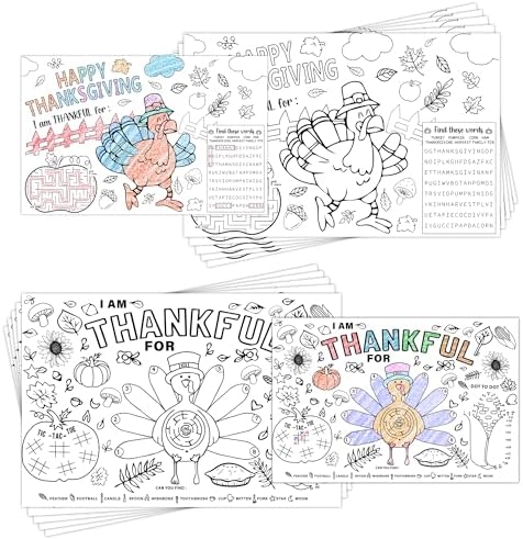 Thanksgiving Coloring Placement for Kids, 11"x17" Happy Thanksgiving ...