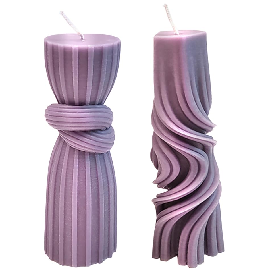 Amazon.com: Lavender Hourglass Knot Pillar & Wavy Pillar Candle ...