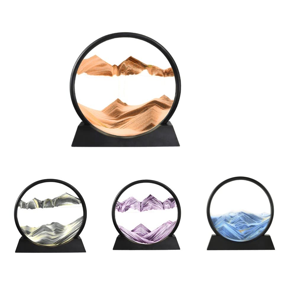 Amazon.com: 3D Moving Sand Art Round Glass Flowing Sand Frame,Unique ...