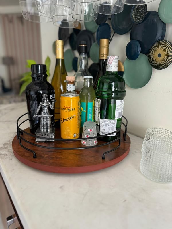 easy root Wooden 14 inch Kitchen Revolving Organizer Turntable with ...