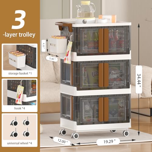 Snapklik.com : HAIXIN 3 Tier Rolling Cart Utility Cart