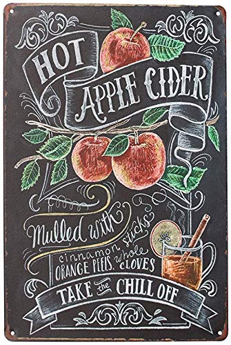 Amazon.com: Metal Sign Hot Apple Cider 8 x 12 inches Courtyard Wall ...