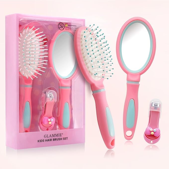 Amazon.com : GLAMMIE Kids Hair Brush - Hand Mirror - Nail Clipper ...