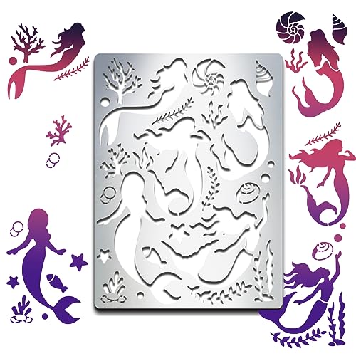MAYJOYDIY Mermaid Metal Stencil Mermaid Journal Stencil 5 Mermaid ...