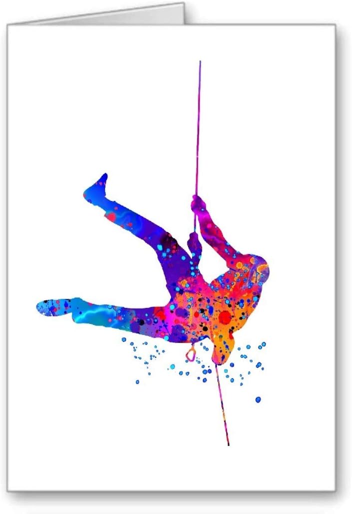 abseiling rock climbing Card Blank Notelet Birthday ??? Watercolour ...