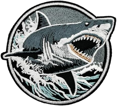 Amazon.com: Great White Shark Embroidered Patch Jaws Iron-On Applique ...