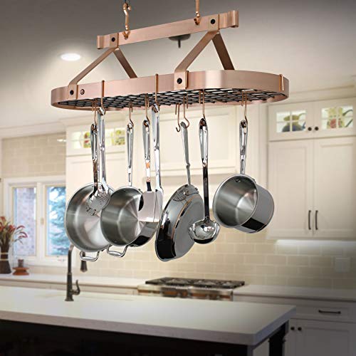 Amazon.com: Enclume Handcrafted 36" Oval Ceiling Pot Rack w 18 Hooks ...