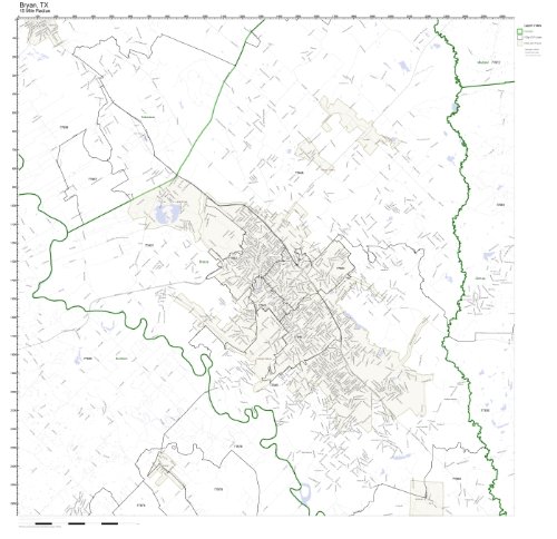 Bryan Tx Zip Code Map Laminated Office Products 2454
