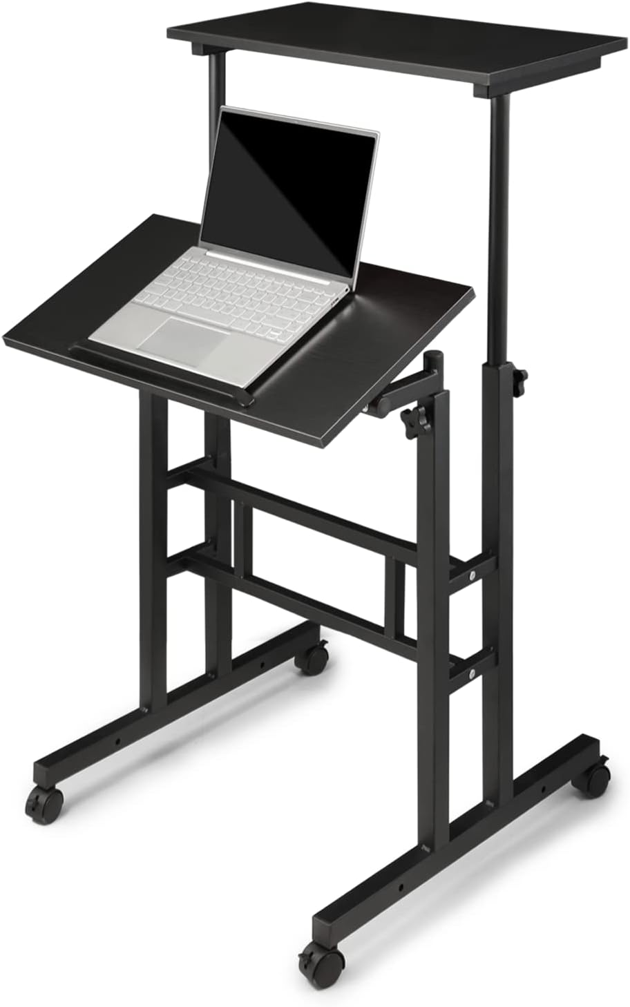 Amazon.com: Mind Reader Mobile Sitting Standing Desk Rolling Reversible ...