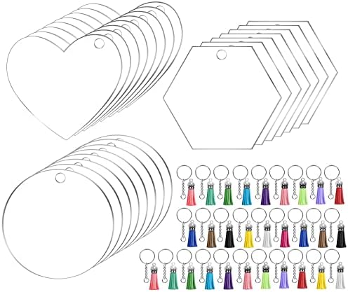 Amazon.com: Acrylic Keychain Blanks, Audab 108pcs Clear Keychains for ...