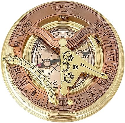 World Class Instrument Antique Nautical Big Brass Sundial Compass ...
