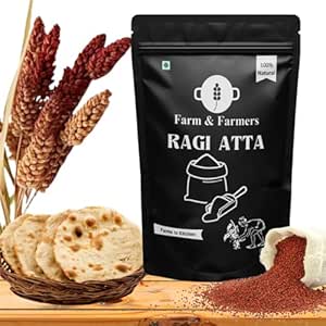 Farm & Farmers Natural Healthy Ragi Atta, Finger Millet, Nachni Kelvaragu Flour. Vegan and ...