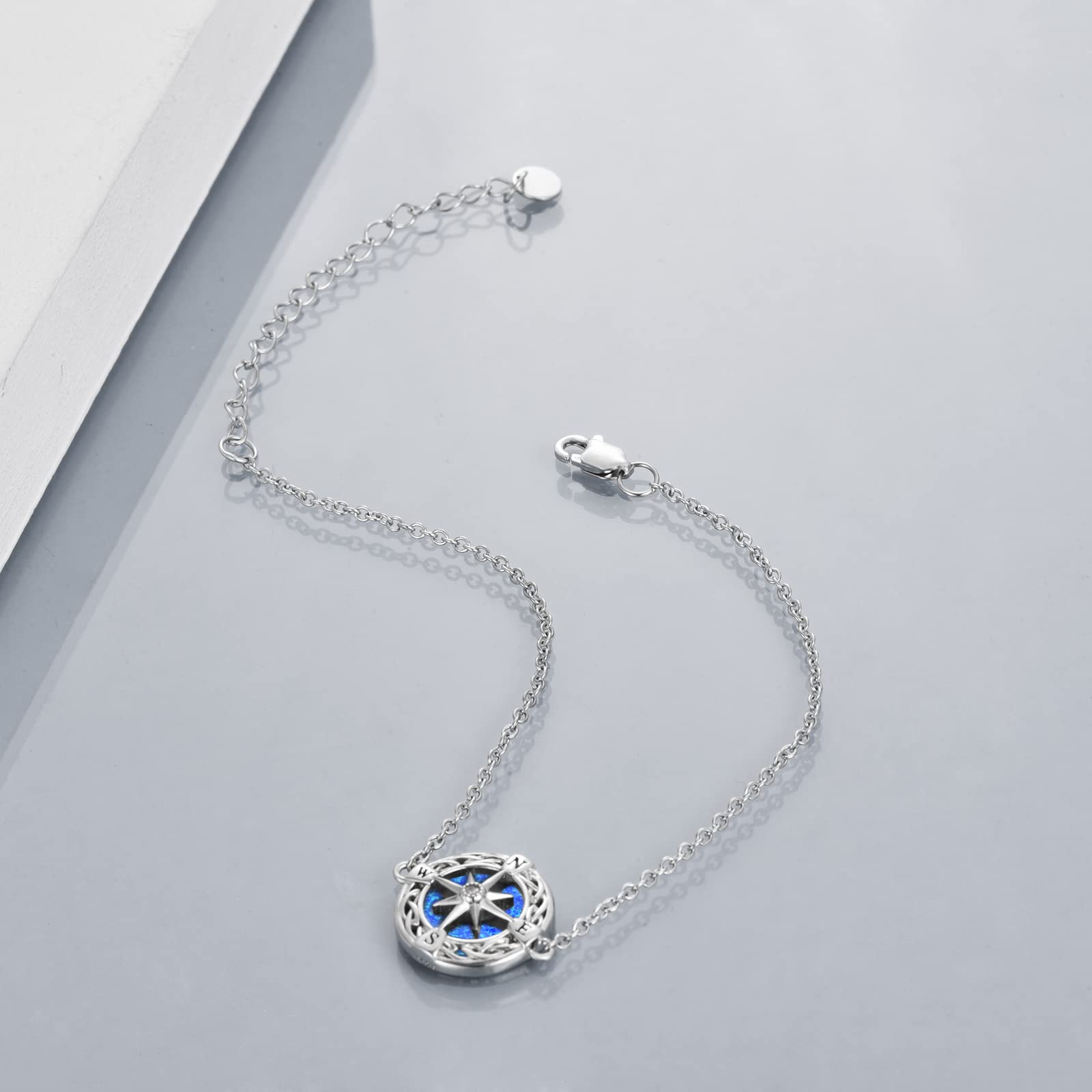 Snapklik.com : Compass Bracelet Sterling Silver Celtic Knot Opal ...
